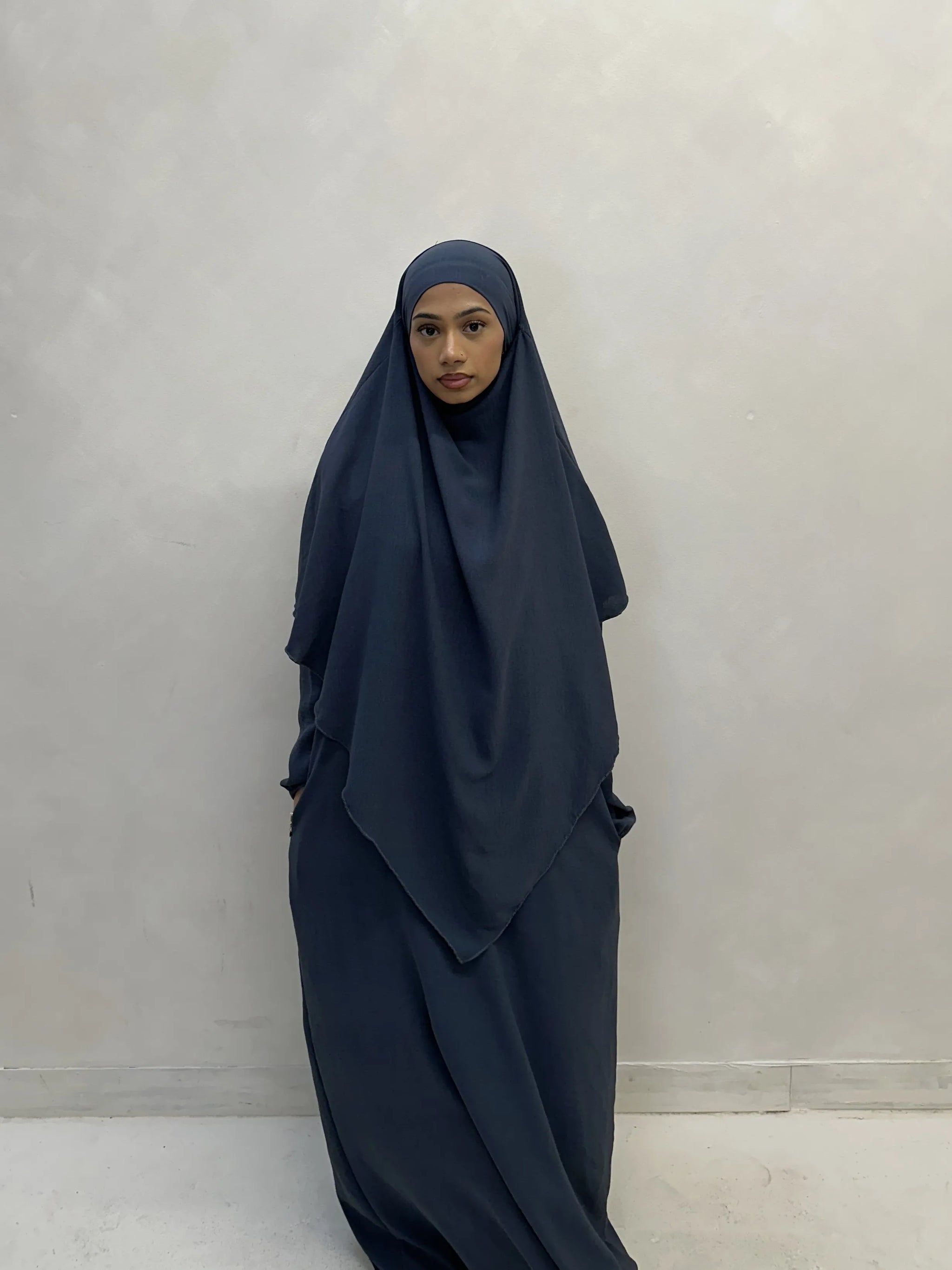 Khimar Set Dark Grey | Soft Viscose Abaya & Khimar 2pc